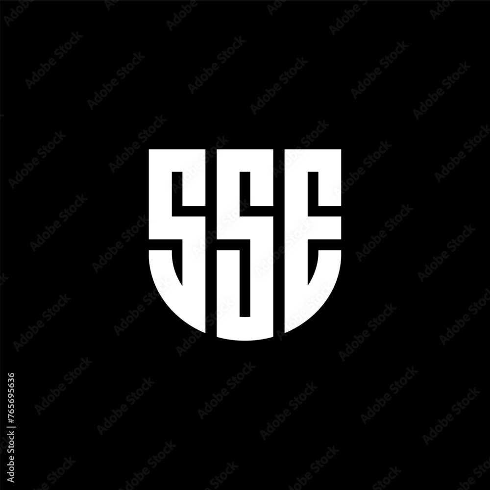 SSE letter logo design with black background in illustrator, cube logo ...