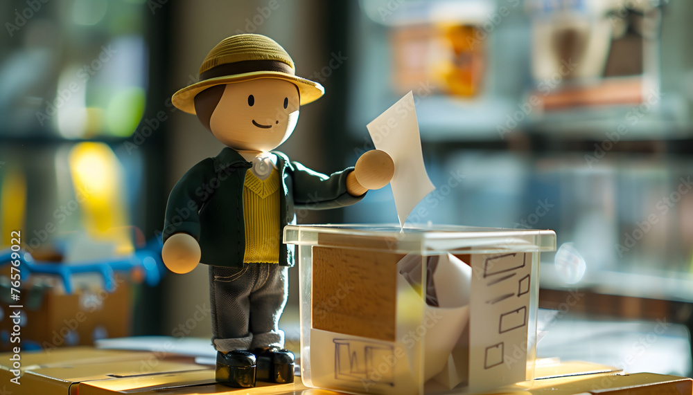 Diorama of a Citizen Voting for Election Inserting Vote Paper into ...