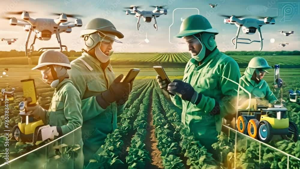 Modern cultivators using advanced technology for efficient farming ...