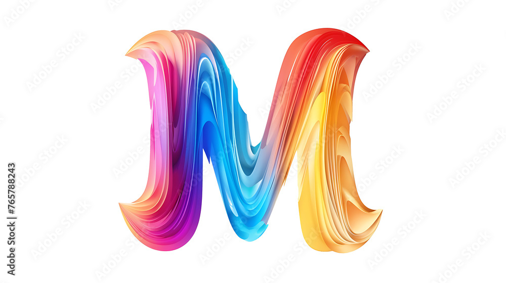 GRADIENT COLOR English letter M isolated over the Transparent ...