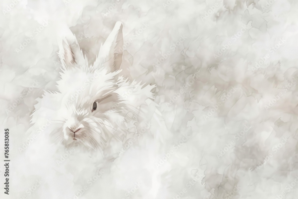 Watercolor rendition of the soft, fluffy texture of a rabbits fur, with ...