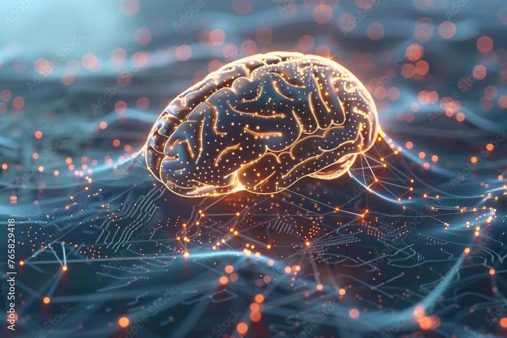 Brain with glowing neural synapses and luminous neural network as ... Brain with glowing neural synapses and luminous neural network as ...