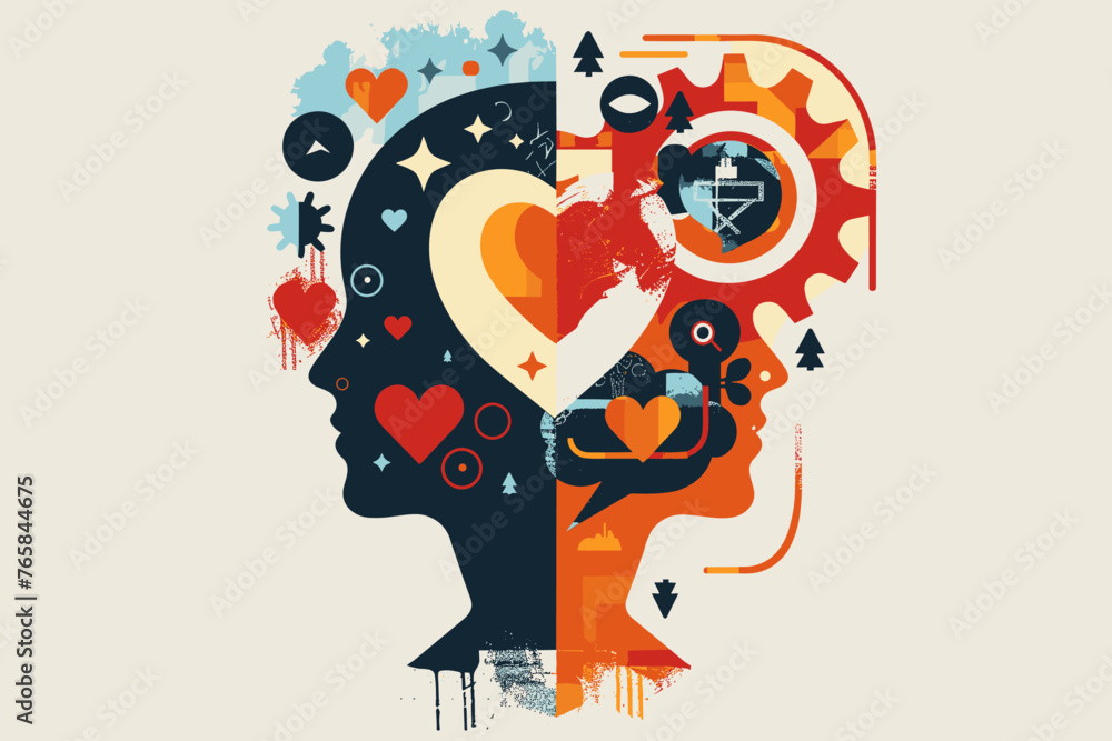Emotional Intelligence - Man Connecting Heart and Brain, Balancing ...