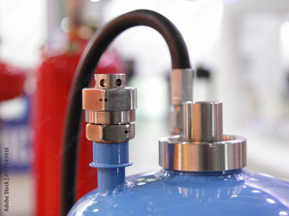 Water tank fittings on hydraulic accumulator of the pumping station ...