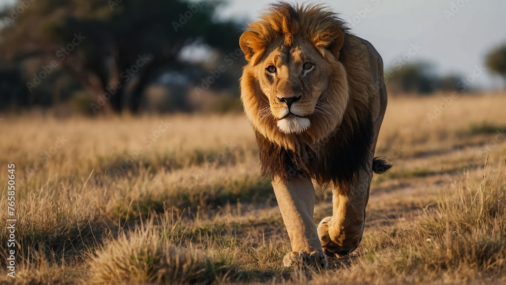 Lion King Walking photo.(Good looking hair) Stock Illustration | Adobe ...