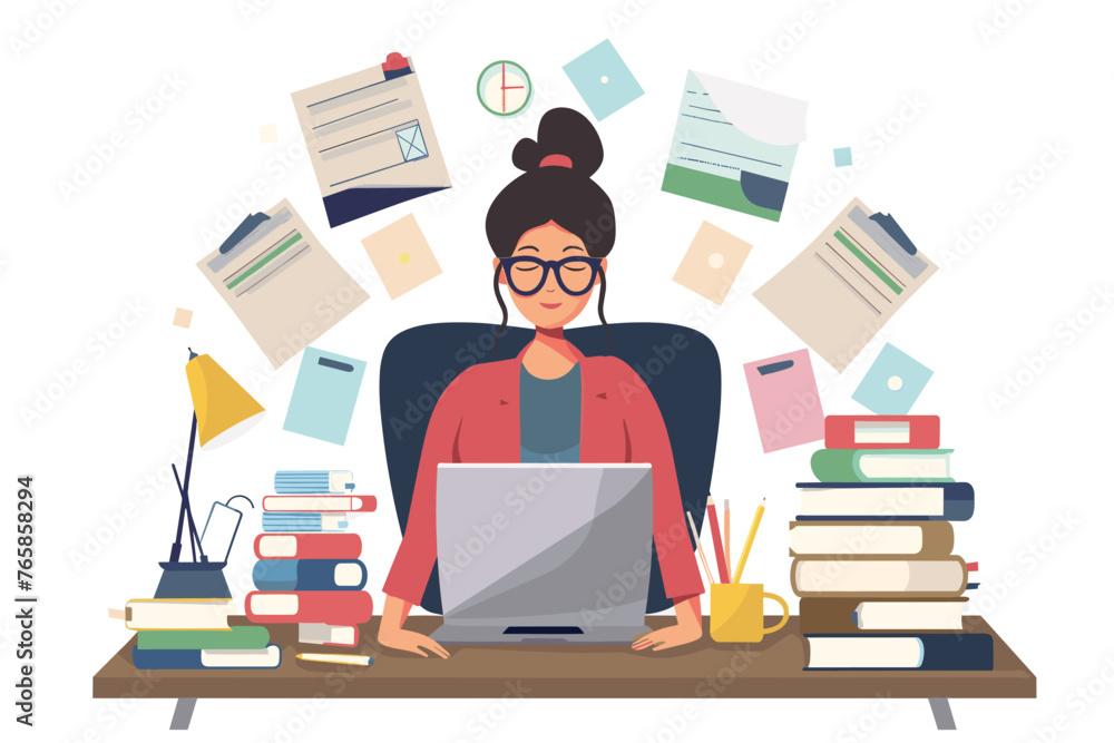 Multitasking administrative professional: Businesswoman efficiently ...