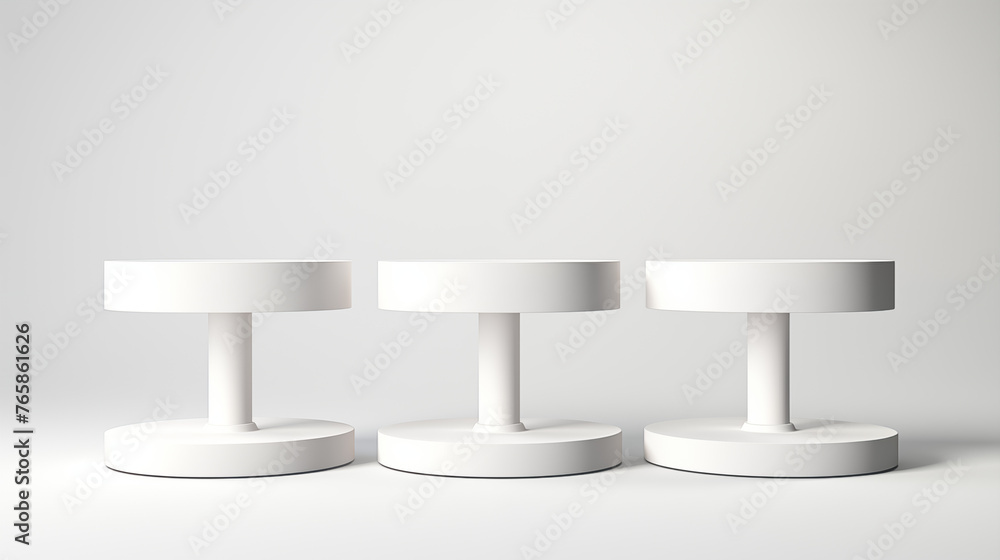 ภาพประกอบสต็อก Petits podiums blancs et arrondis sur fond blanc ...