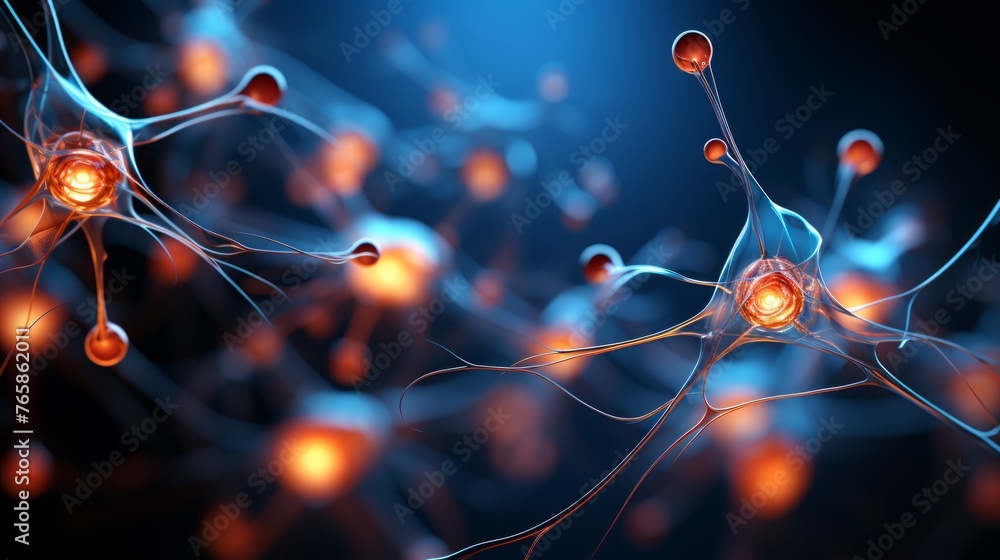 Neuron cell with neurons in connection. Science background Stock ...