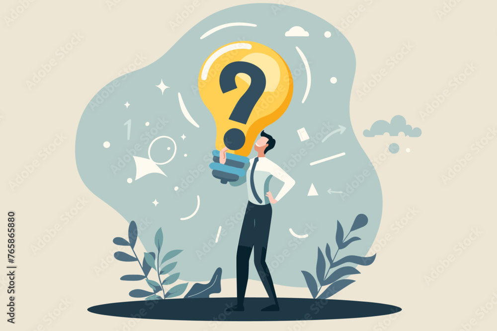 Question and answer, smart businessman with question mark and lightbulb ...