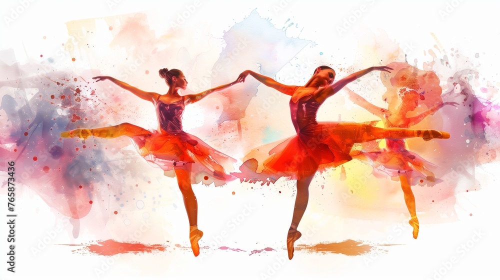 Ballet dancers gracefully perform a dance, showcasing exquisite ...