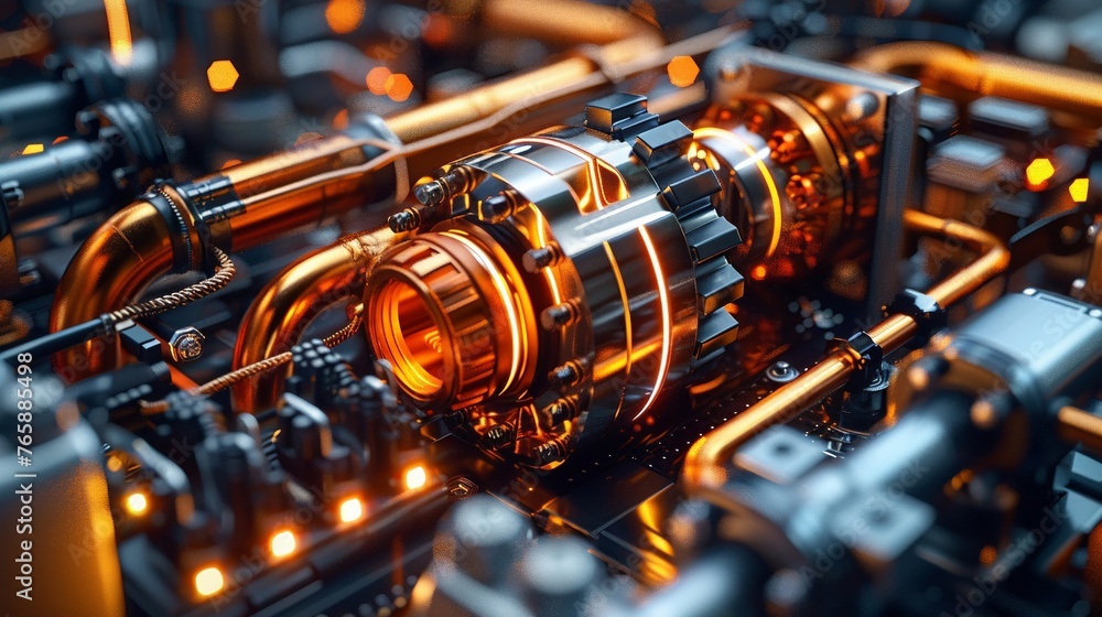 Hydraulic Pump, copper tubing, controls fluid flow, integral part of ...