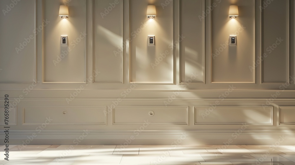 A UHD capture of a row of recessed electrical outlets installed flush ...