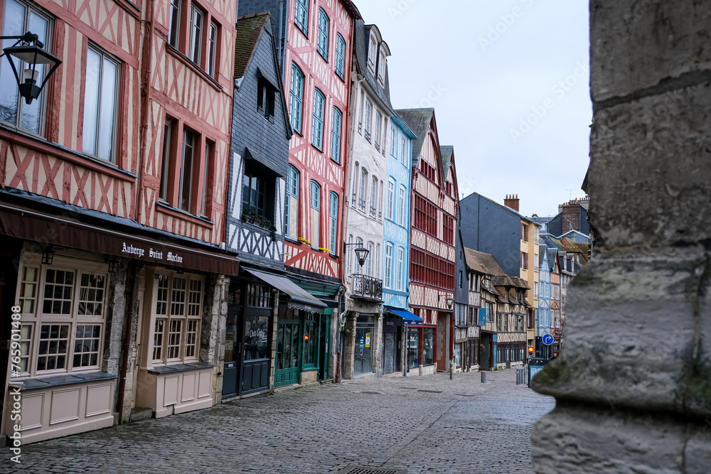 Rouen, France - 19.02.2024. Rue Martainville street in Rouen, Normandy ...
