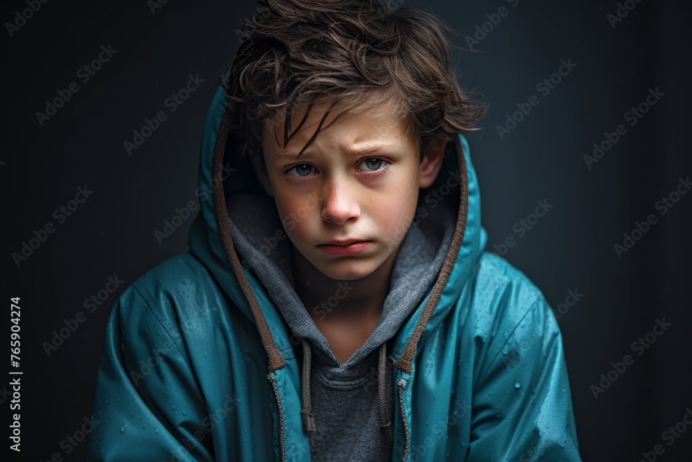 Tearful boy child, their parent's figure obscured or turned away ... Tearful boy child, their parent's figure obscured or turned away ...
