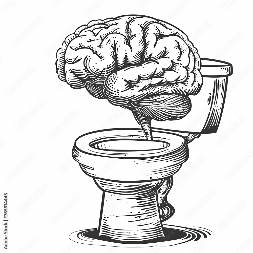 The brain flushes down the toilet or the brain grows out of the toilet ...