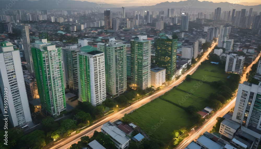 A photo og metro manila as a walkable city with lots of green space and ...