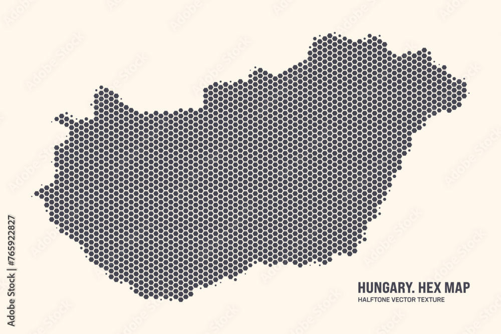 Vecteur Stock Hungary Map Vector Hexagonal Halftone Pattern Isolate On ...