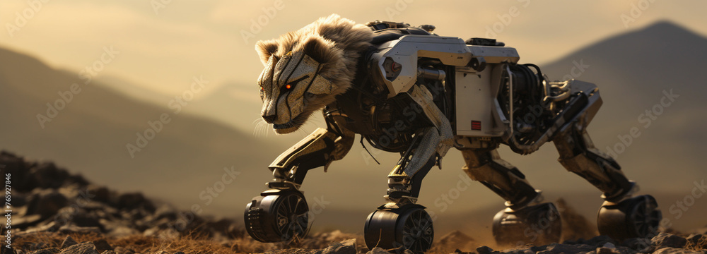 Design a robotic lion with advanced mobility features to-navigate ...