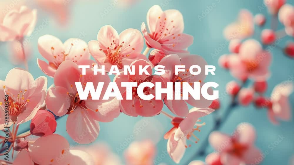 Thanks for watching text animation with cherry blossom flowers ...