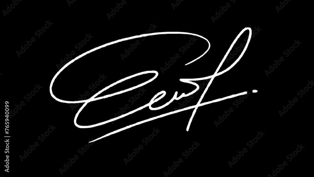 Abstract signature idea starting letter E for document. The video is ...