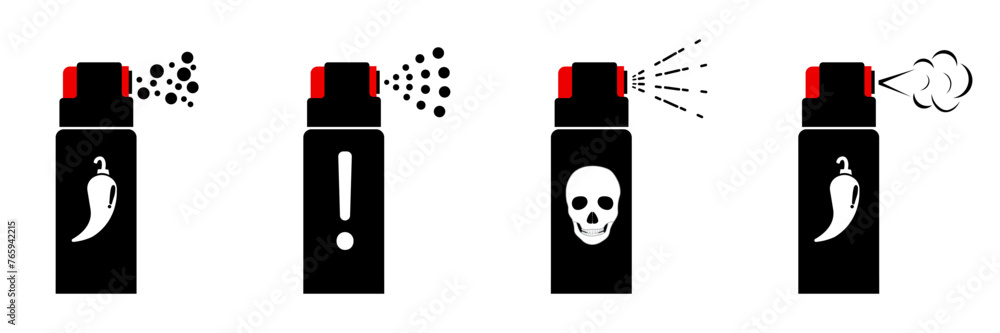 Set of pepper spray icons isolated on white background. Self-defense ...