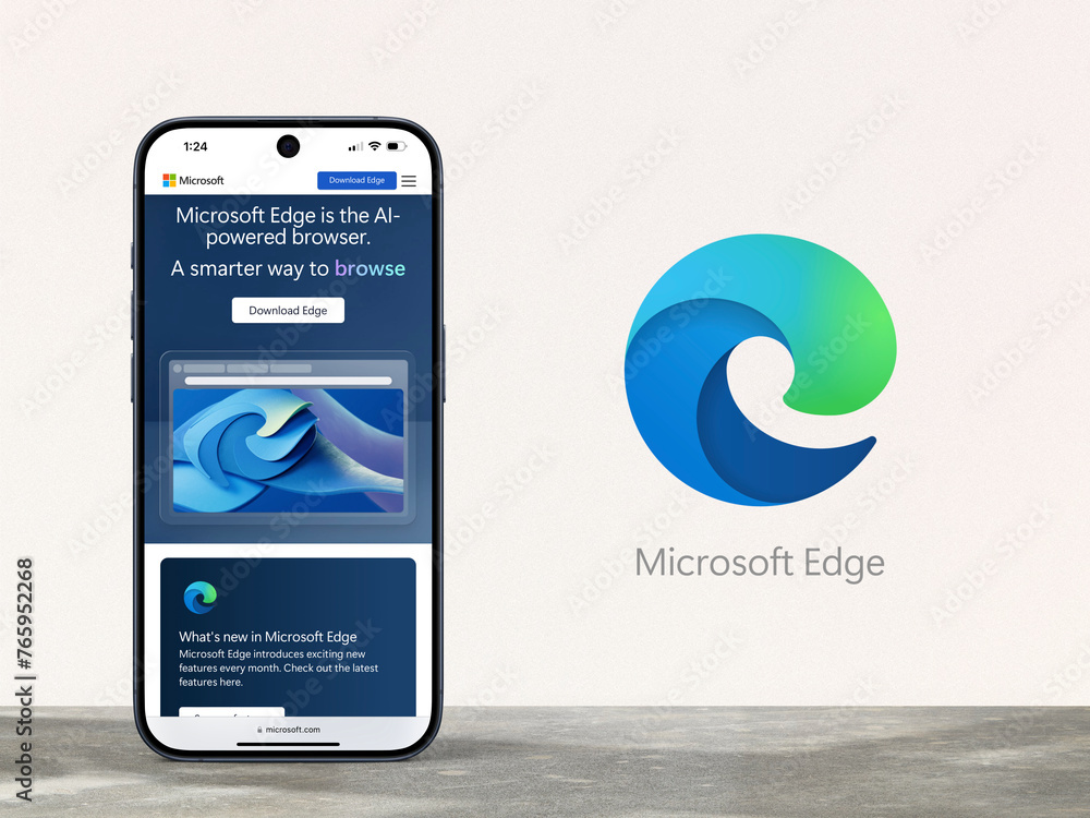 Microsoft Edge Website is displayed on a modern smartphone, Microsoft ...