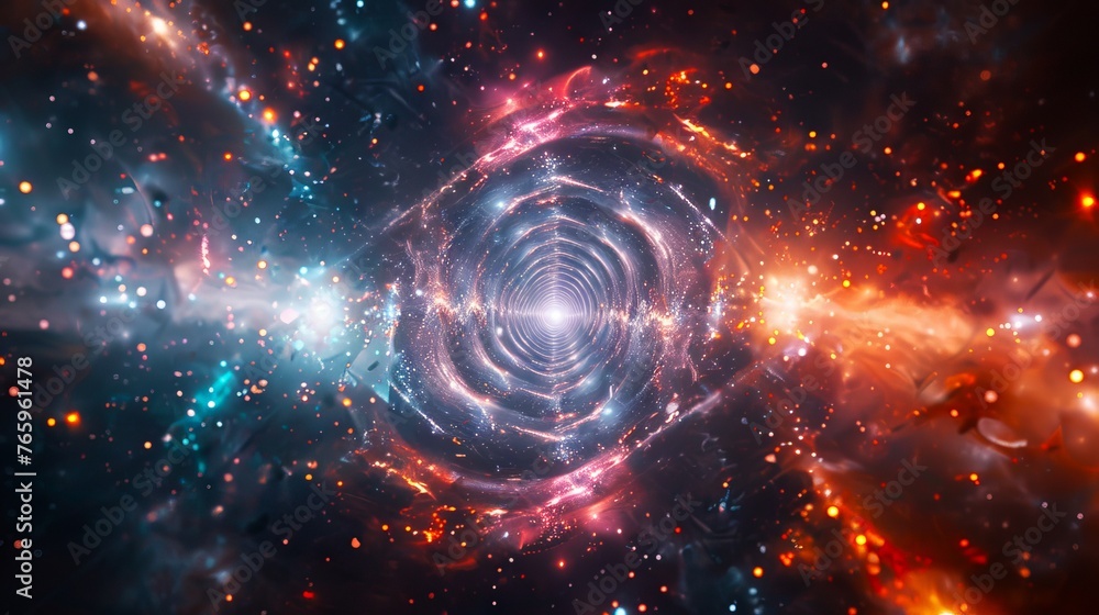 Galactic swirl with a luminous vortex. Visual representation of a ...
