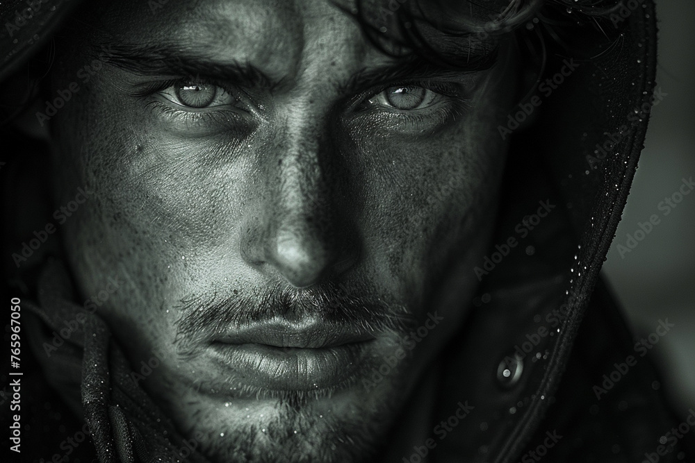 With a furrowed brow and pursed lips, the man displays a sense of ...