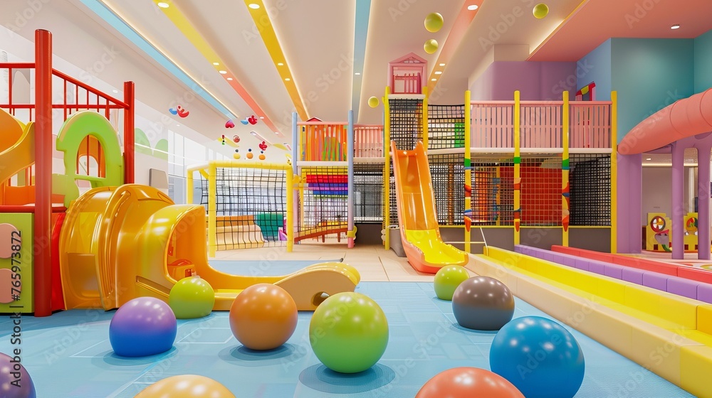 Indoor sports and play playground with a 360-degree view of the ball ...