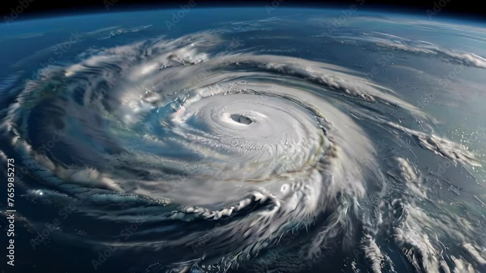Satellite view of the eye of a hurricane also called a tornado or ...