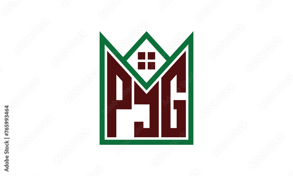 PJG initial letter builders real estate logo design vector ...