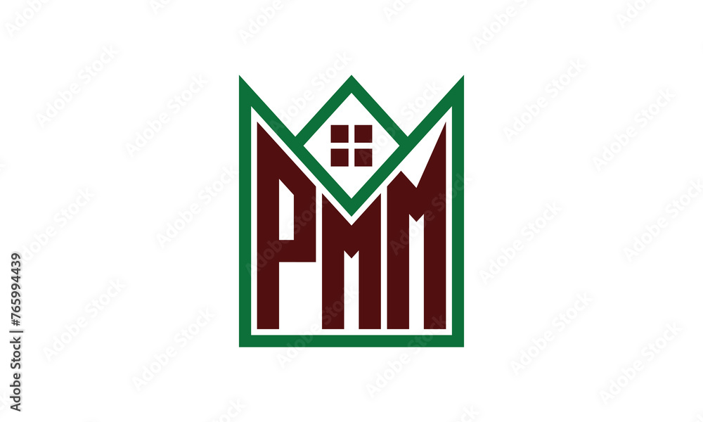 PMM initial letter builders real estate logo design vector ...