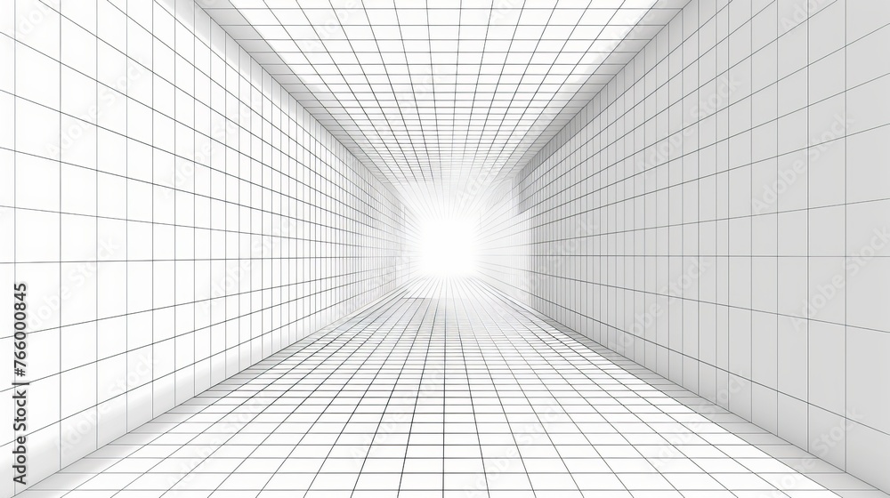 A 3D vector illustration of a perspective grid background, serving as a ...