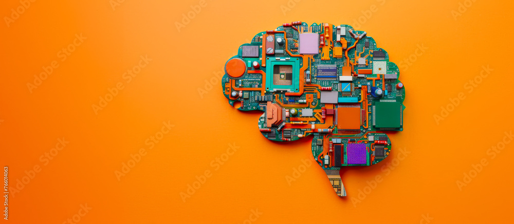 Human Brain with Microchip Implants. AI Brain embedded with Silicon ...