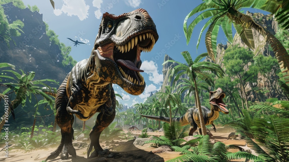 Tyrannosaurus Rex Roars in Prehistoric Paradise: A fearsome ...