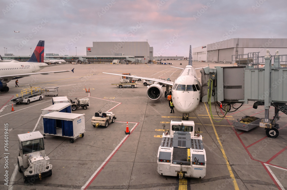 Toronto, Canada - 03 10 2024: Embraer E195-E2 jet airliner of Canadian ...
