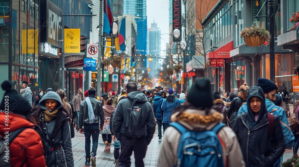 dynamic street life of a multicultural neighborhood, with people of all ...