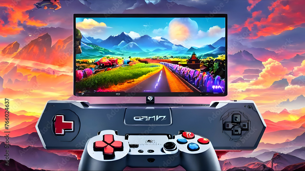 Game, outdoor, indoor, vector, illustration, monitor, screen, tv ...