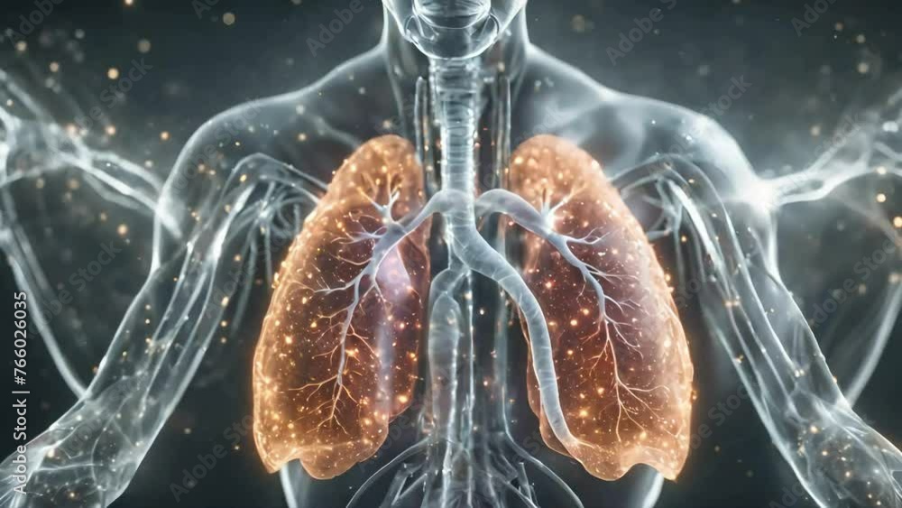 Holographic of human lungs, Generative AI, Closeup of a 3D printed ...