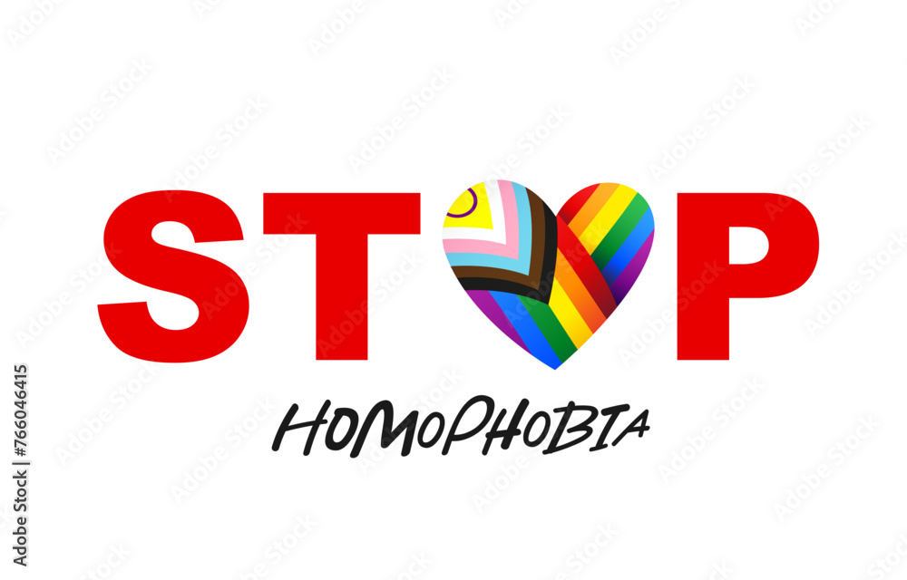 Stop homophobia. Letter O in the shape of a heart in the colors of the ...