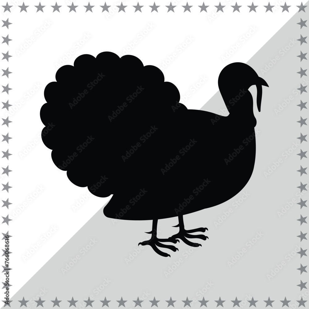 Turkey Silhouette, cute Turkey Vector Silhouette, Cute Turkey cartoon ...