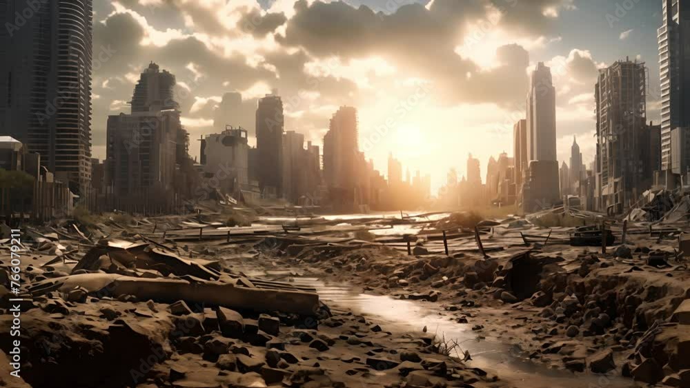 Global warming, climate change. Flood with high water disaster. The ...