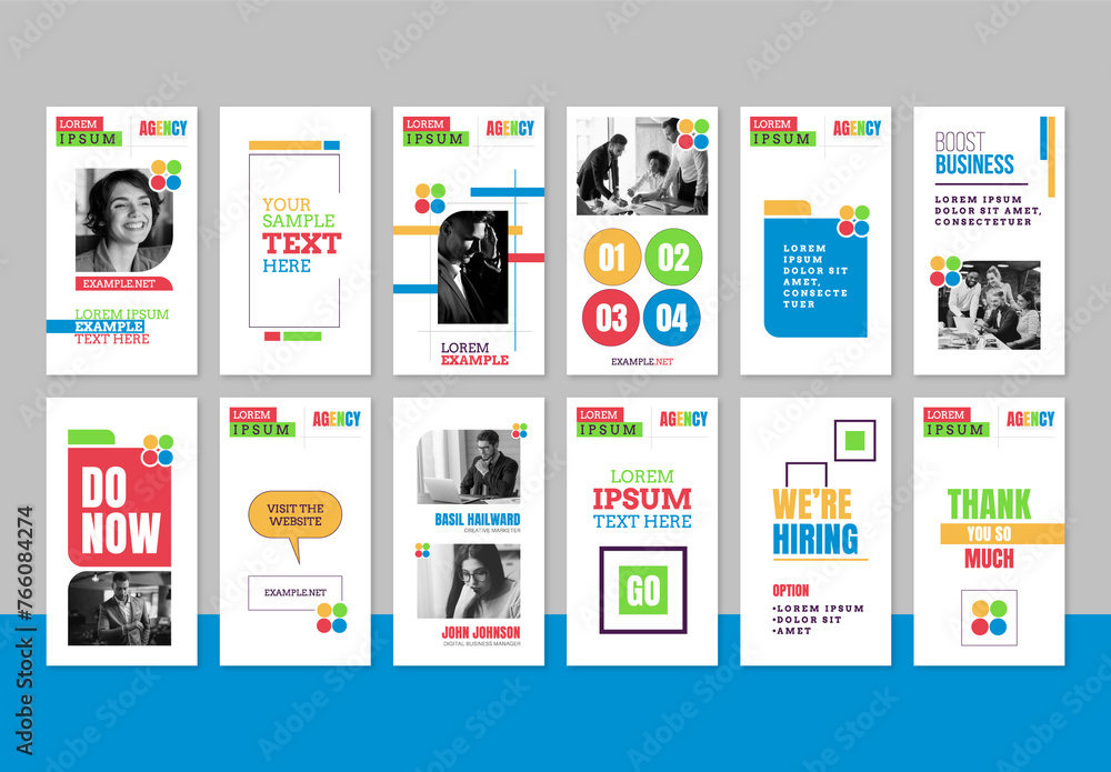 Colorful Social Media Stories Layout Stock Template | Adobe Stock