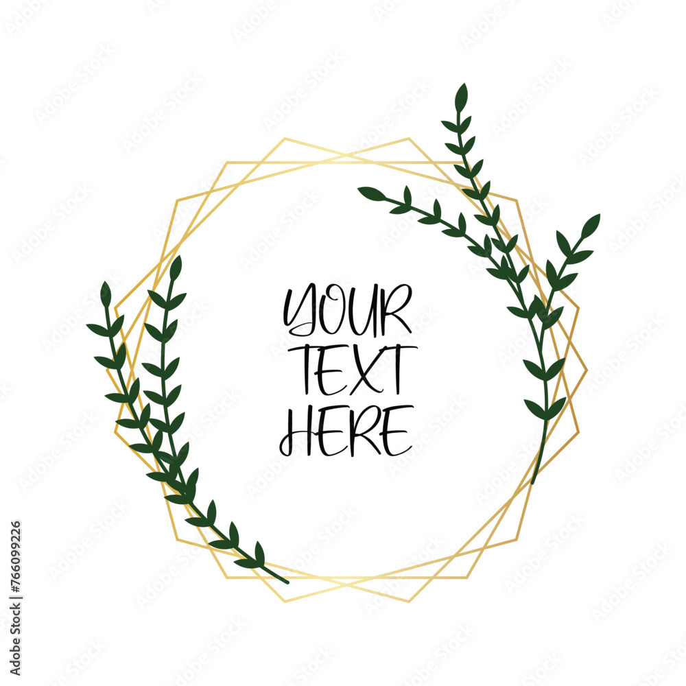 Hexagon Gold Foil Frame Isolated Background. Geometric Golden Frame ...
