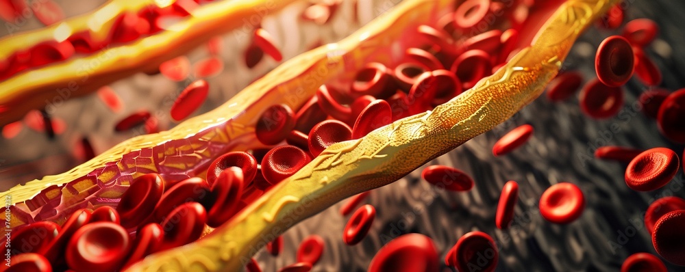 Abstract concept of blood flow obstruction, with arteries transforming ...