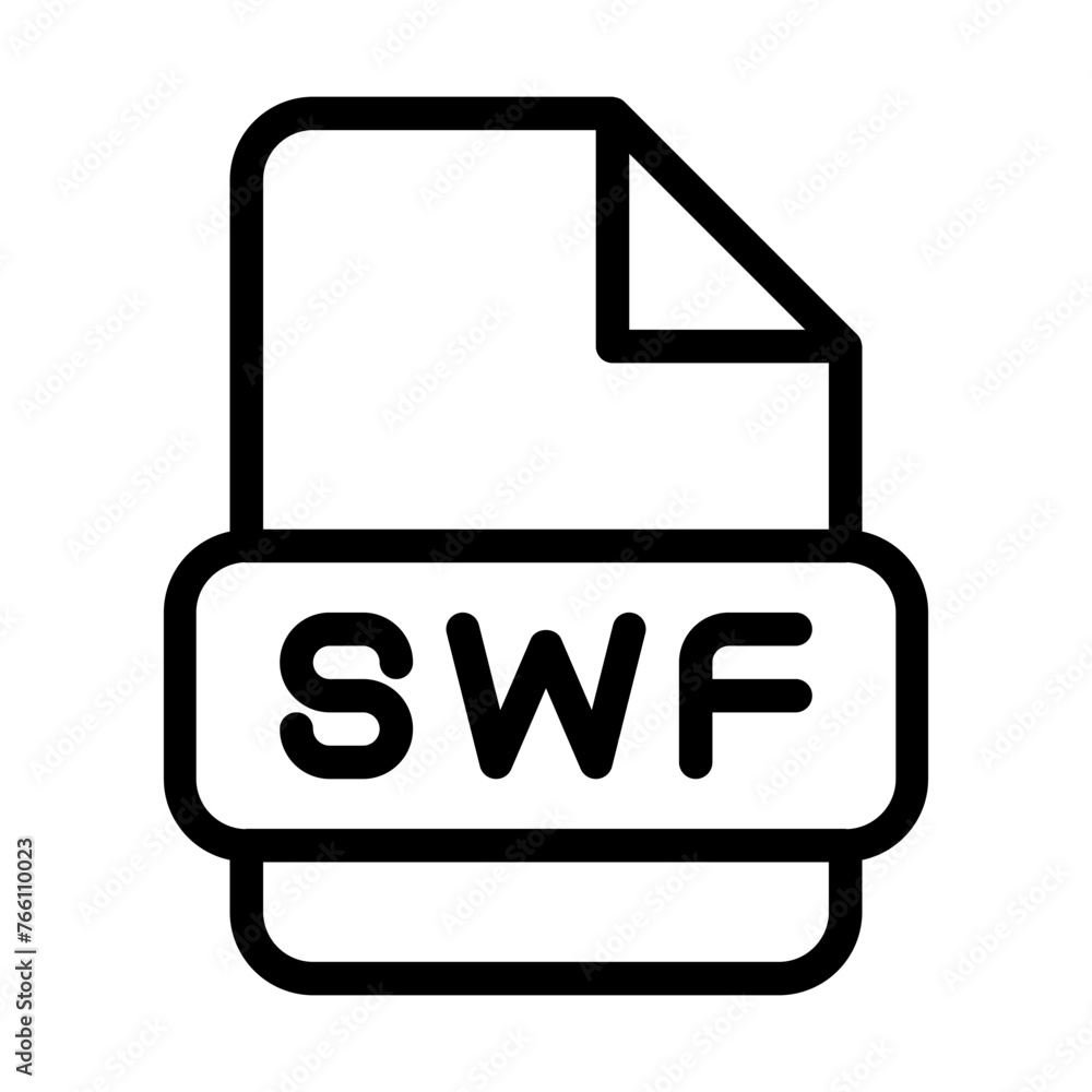 Swf File Icon. Type Files Sign outline symbol Design, Icons Format Type Data. Vector ...