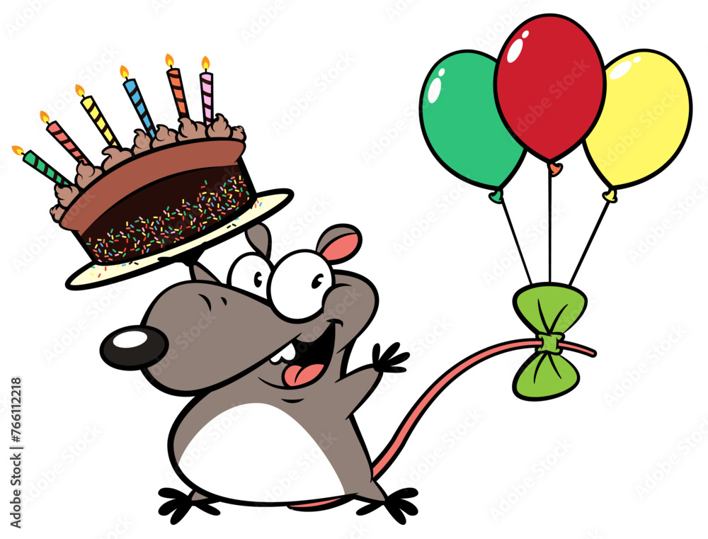 Cute little Mouse cartoon characters carrying a Birthday cake and ...