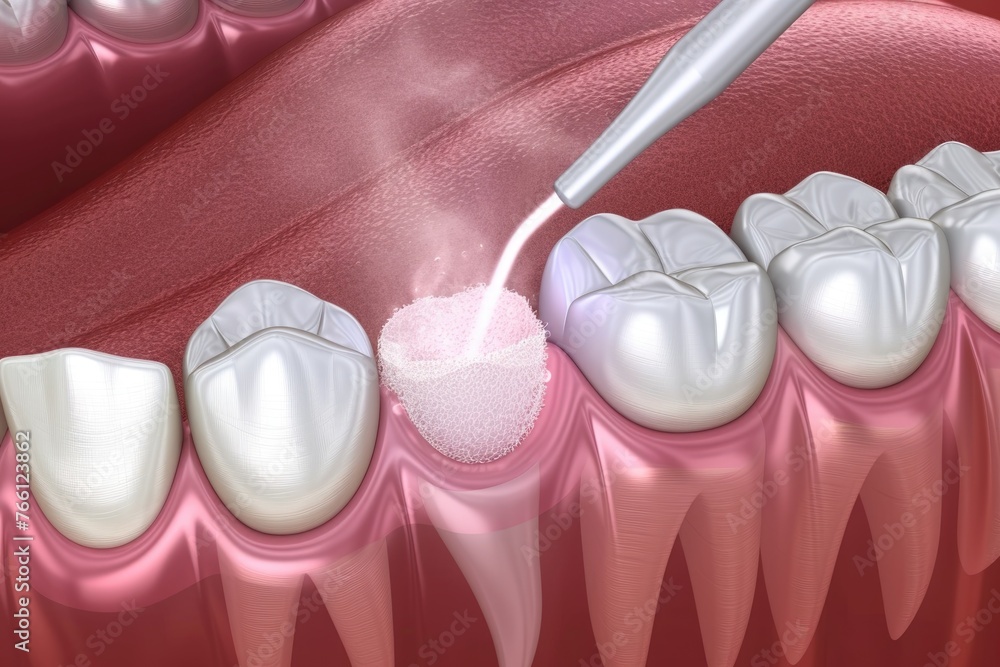 Zoomedin illustration of teeth getting brighter as plaque is ...