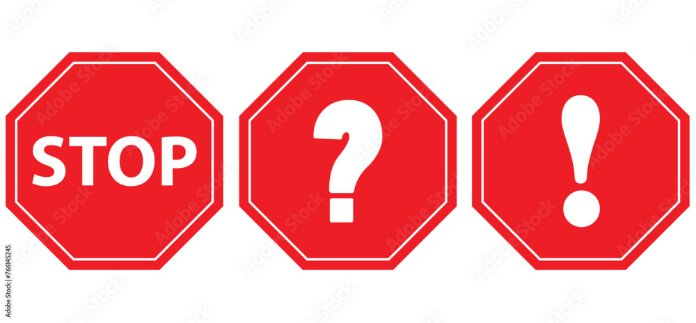 Doodle exclamation point and question sign mark set. Hand drawn sketch ...