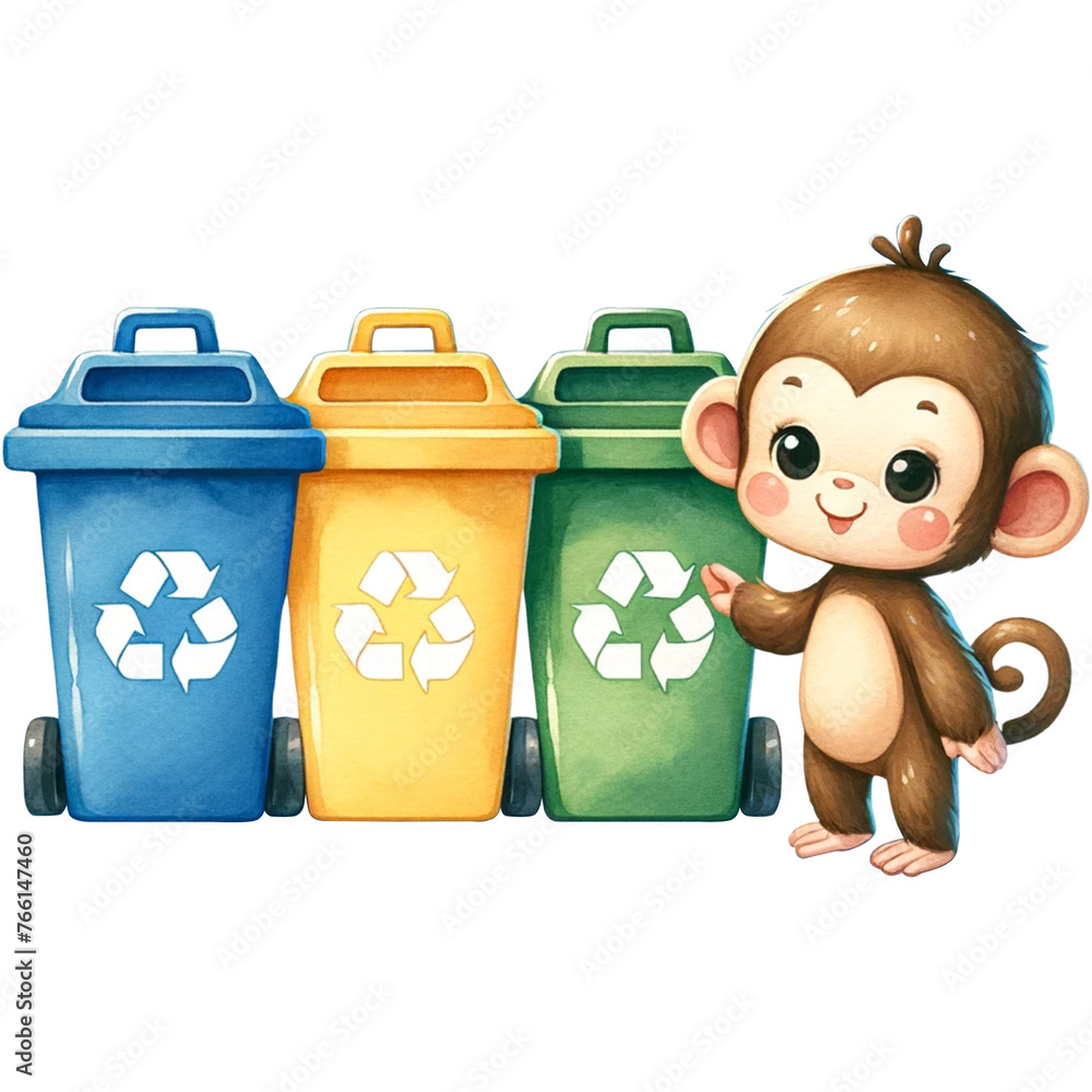 cute monkey earth day, monkey clipart, green earth day,save the world ...